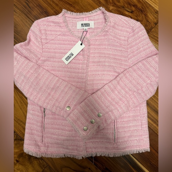 BB Dakota | Jackets & Coats | Nwt Bb Dakota By Steve Madden Light Pink Tweed Jacket | Poshmark